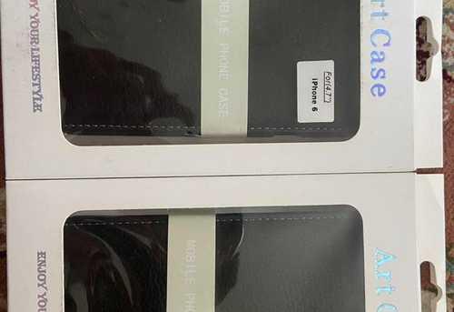 Чехол на iPhone 6 кожаный черный 2 штуки