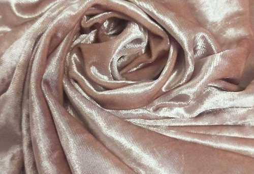 Ткань бархат мраморный розовый пудра