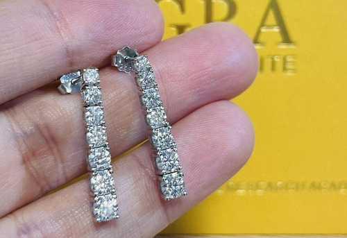 Муассанит бриллиант серьги дорожки подвески 2.82ct