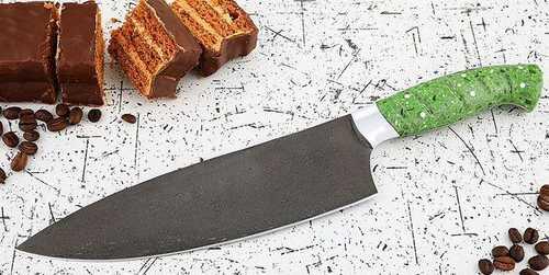Нож Шеф № 13 сталь х12мф рукоять акрил зеленый