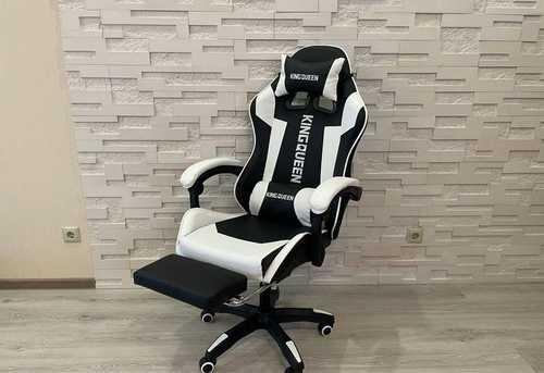 Кресло компьютерное с массажем черно-белое
