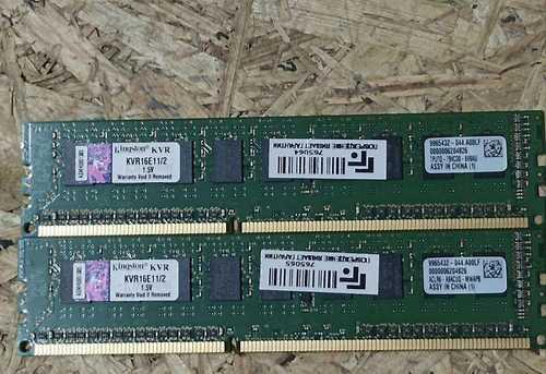 ECC Unregistered память DDR3 2x2Gb KVR16E11/2
