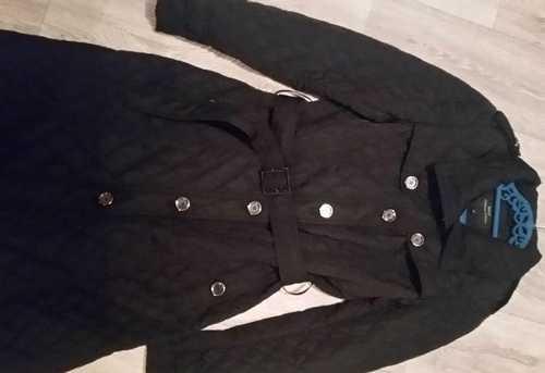 Черное стёганое пальто демисезонное, 44-46 р