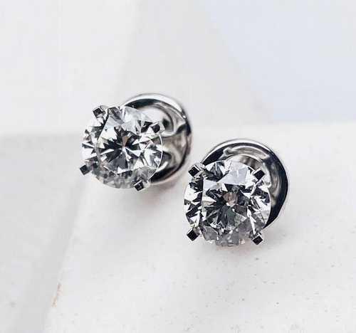 Золотые серьги пусеты с бриллиантами 1,4 ct 585 пр