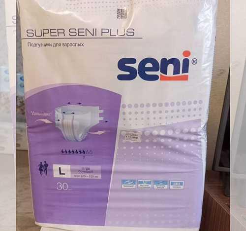 Подгузники Super Seni Plus, размер L, 9 штук в упа