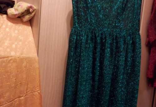 Платье новое праздничное ярко бирюзового люрекса