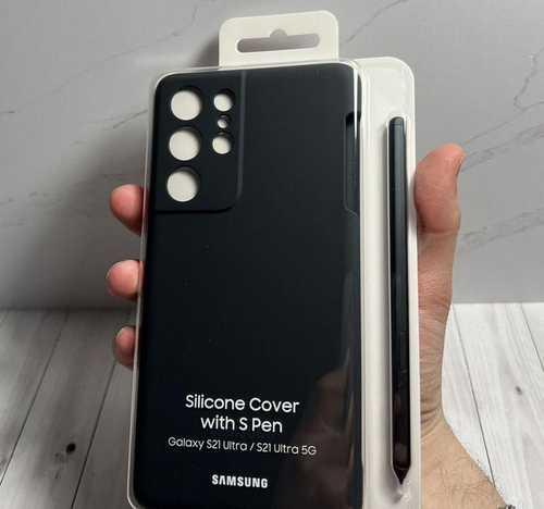 Чехол Silicone Cover со стилусом S21 Ultra