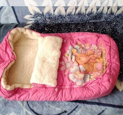Зимний конверт в коляску на овчине