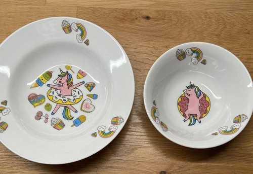 Детский фарфоровый набор посуды "Единорожки"