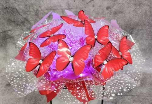Букет светящийся из красных бабочек