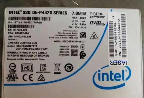 SSD Intel 7.68Тб D5-P4420 Series ssdpenu076T8