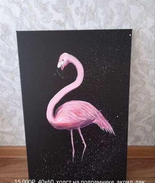 Фламинго, картина, акрил