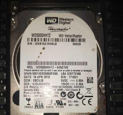 Жесткий диск SATA-3 500Gb WD VelociRaptorBlack