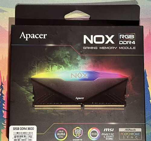 Оперативная память Apacer NOX, 32gb, ddr4, 3600mhz