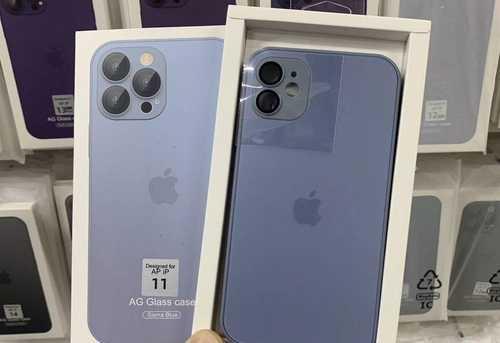 Чехол на iPhone 11 Glass Case голубой