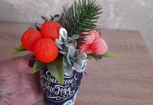 Букет мандаринов из мыла