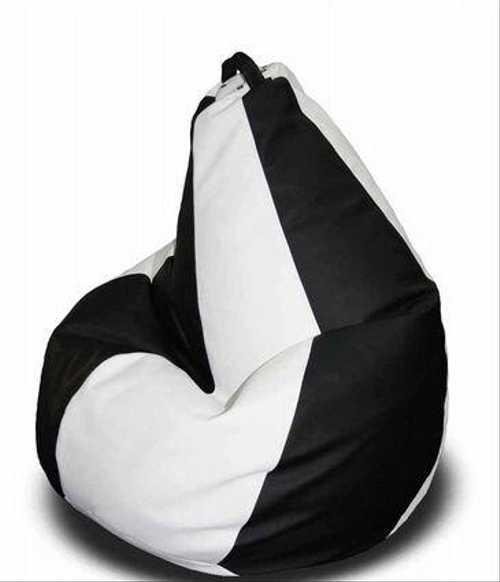 Кресло мешок экокожа чёрно-белое XXL
