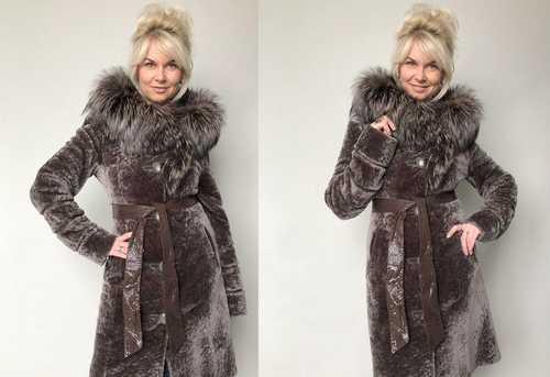 Шуба астраган natali furs капюшон р.42-44 /11711