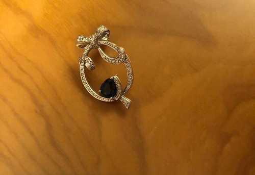 Серьги с бриллиантами и сапфиром