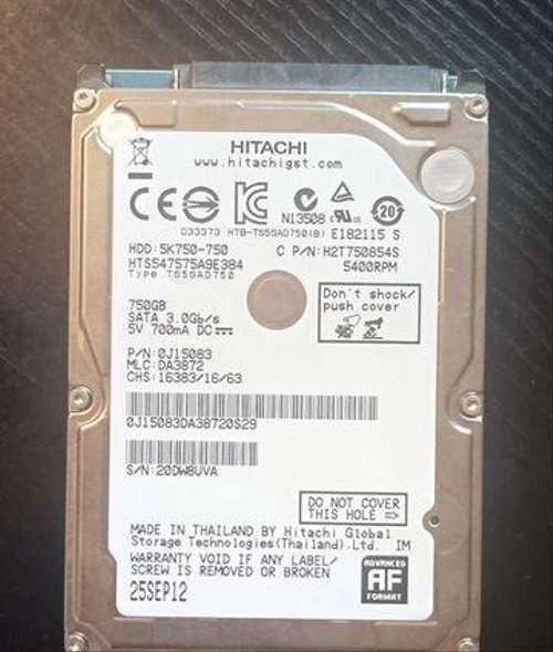 Hitachi Hdd 750gb 2.5' 5400RPM