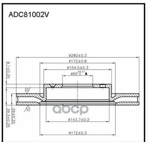 Диск тормозной перед adc81002v allied nippon