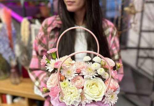 Цветы, цветочная композиция в сумочке, букеты