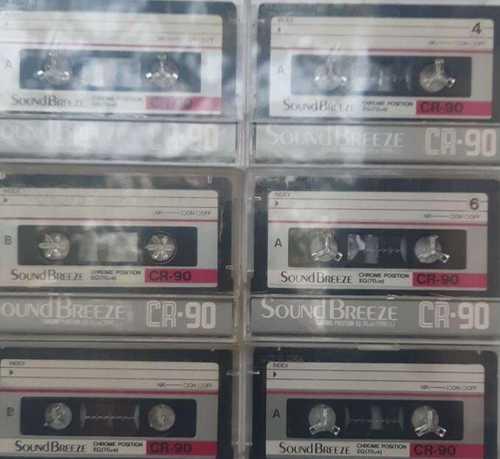 Аудиокассеты 6 шт soundbreeze cr-90 с записями