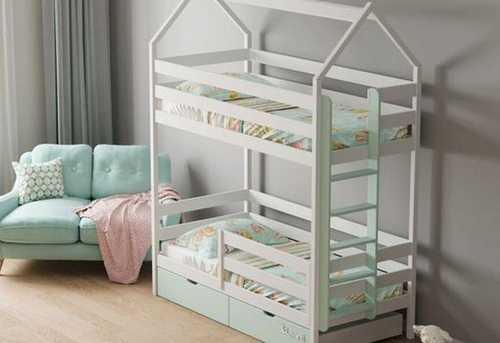 Детская кроватка домик двухъярусная "Луя"
