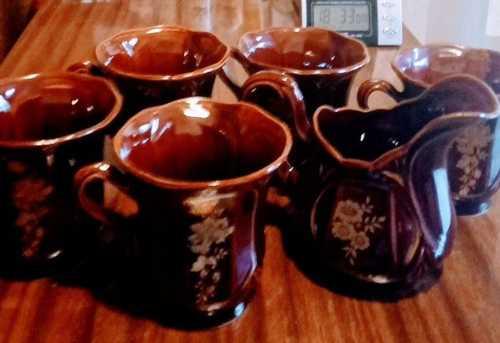 Чайный набор из 5 чашек и молочника