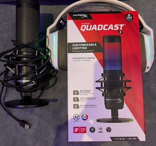 Микрофон Hyper x quadcast s и Logitech g733