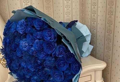 Розы синие. Букет из синих роз. 101 роза