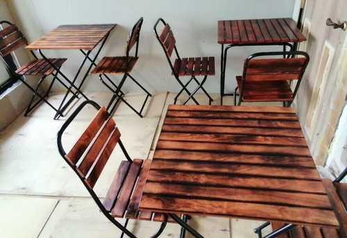 Складные столы и стулья из дерева на металокаркасе