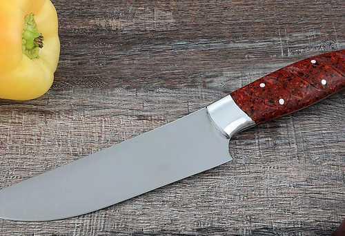 Нож Шеф № 8 сталь 95Х18 рукоять акрил красный