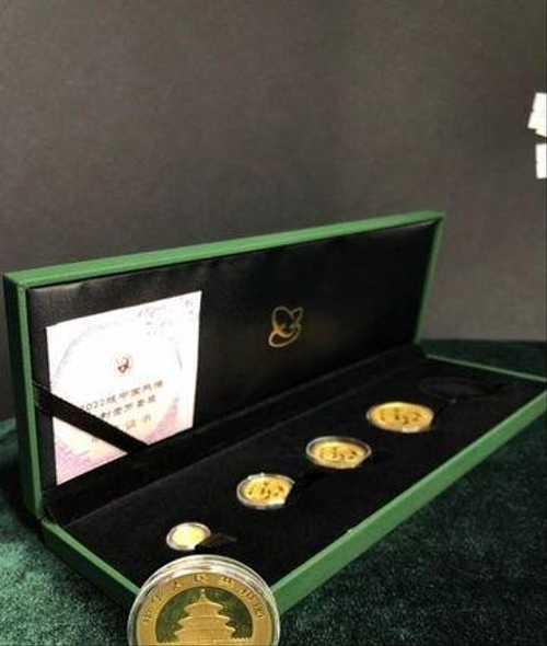 Набор из 5-ти золотых монет Китая "Панда 2022"