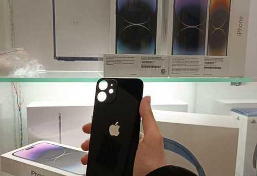 Заднее стекло на iPhone 12 Mini (черный) Big Hole