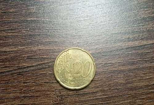 Монета 20 евро-центов 1999 года
