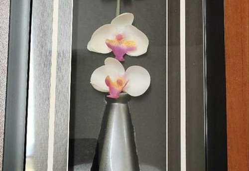 Объемная картина орхидея в рамке под стеклом