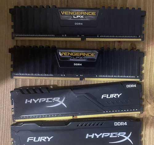 Kingston hyperx fury ddr4 и corsair 16gb(4x4)