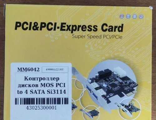 Контроллер дисков MOS PCI to 4 SATA Si3114