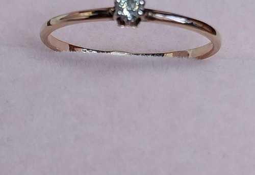 Золото кольцо 375 с бриллиантом 16 разм