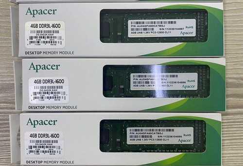 Оперативная память Apacer 4Gb ddr3l 1600 мгц dimm