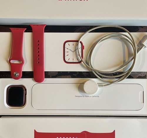 Часы apple watch 7 41 mm Aluminum Red Sport