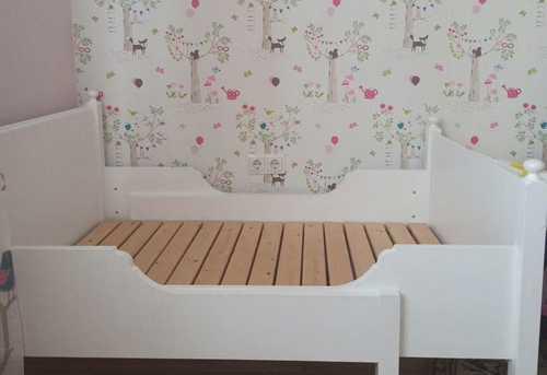 Кровать детская раздвижная IKEA Leksvik с матрасом