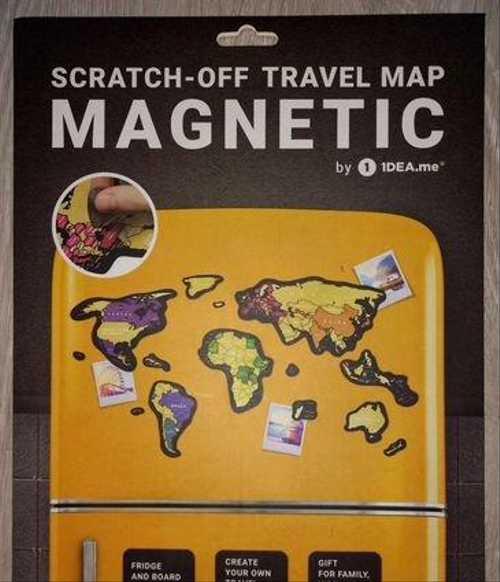 Travel Map Magnetic World, магнитная скретч карта