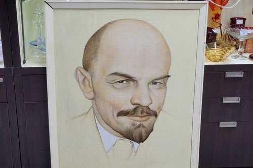 Большая картина холст масло Ленин 106*86 см