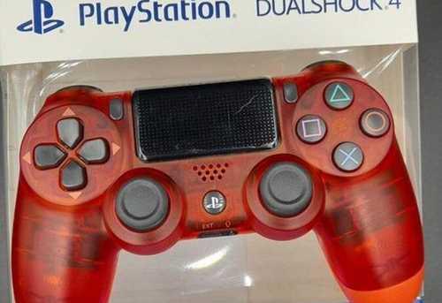 Джойстик Dualshock 4 PS4 прозрачный красный