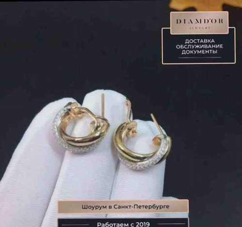 Золотые серьги Cartier проба 585