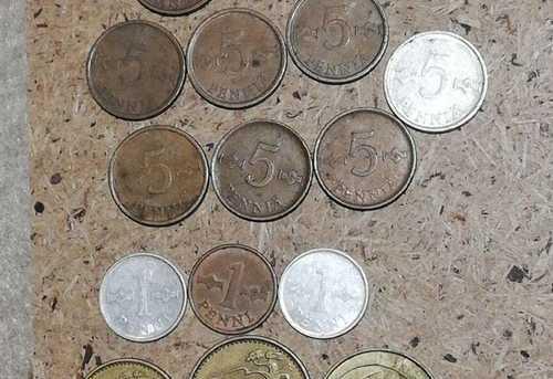 2. Монеты Европы Финляндии набор 15 шт