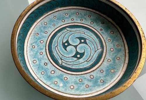 Декоративная Тарелка клуазоне, латунь,эмаль.Китай