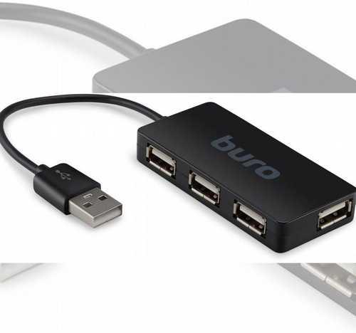 Buro Разветвитель USB 2.0 BU-HUB4-U2.0-Slim black (Черный)